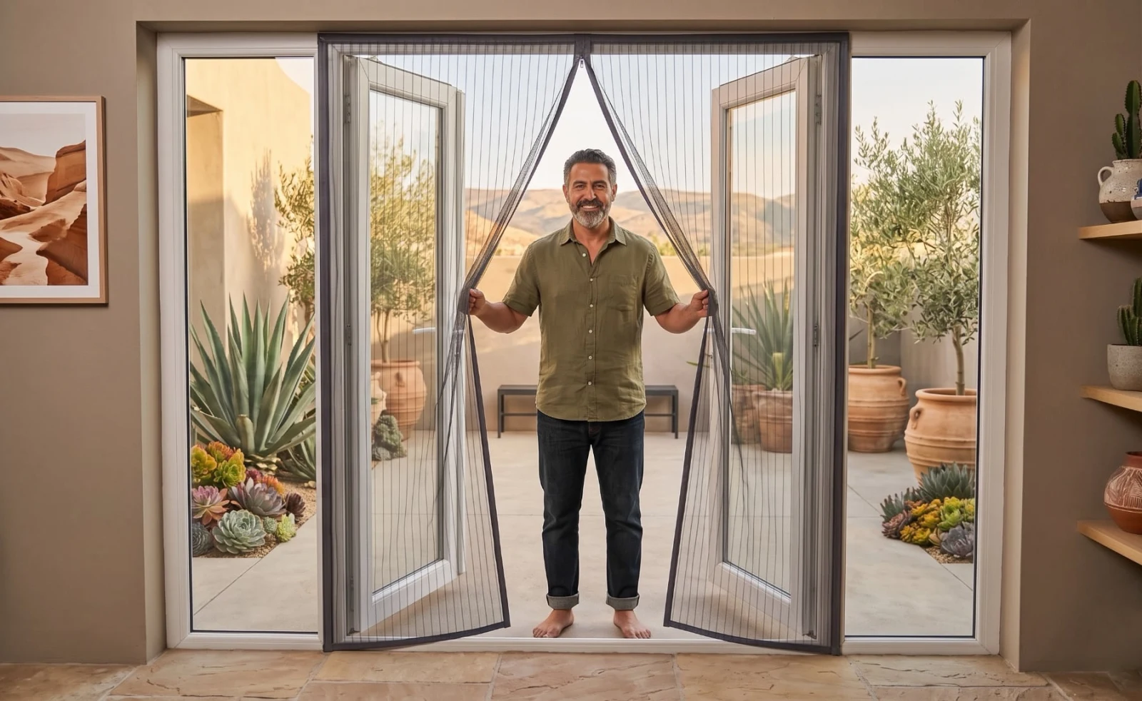 Magnetic Flyscreen Door (White or Charcoal) for Patio & French Doors ...