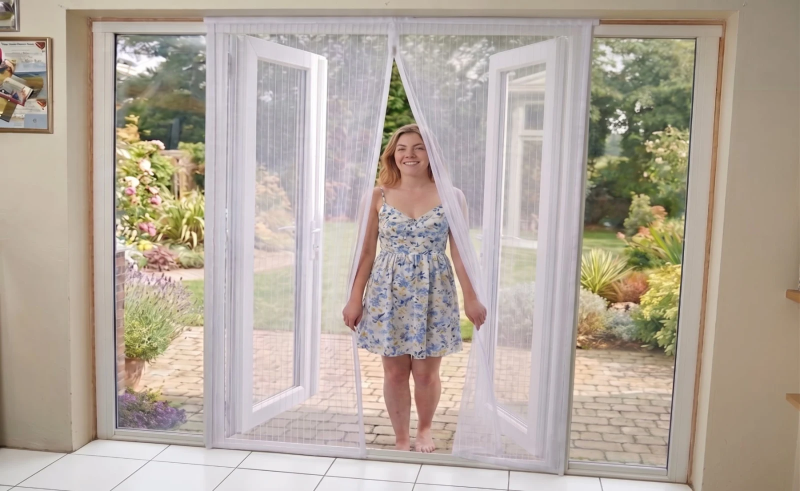 Magnetic Flyscreen Door (White or Charcoal) for Patio & French Doors ...